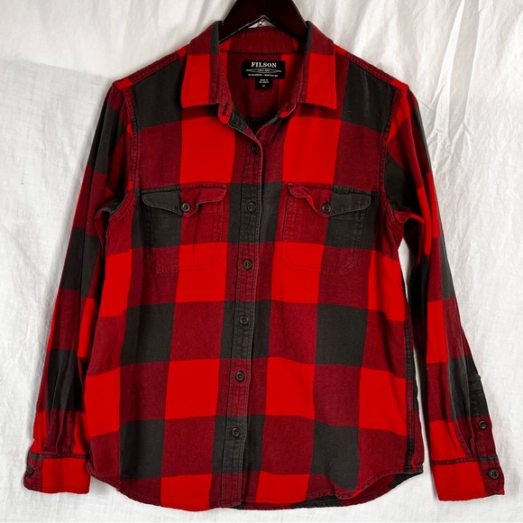 Filson | Tops | Filson Women M Shirt Faded Black Red Buffalo Plaid ...